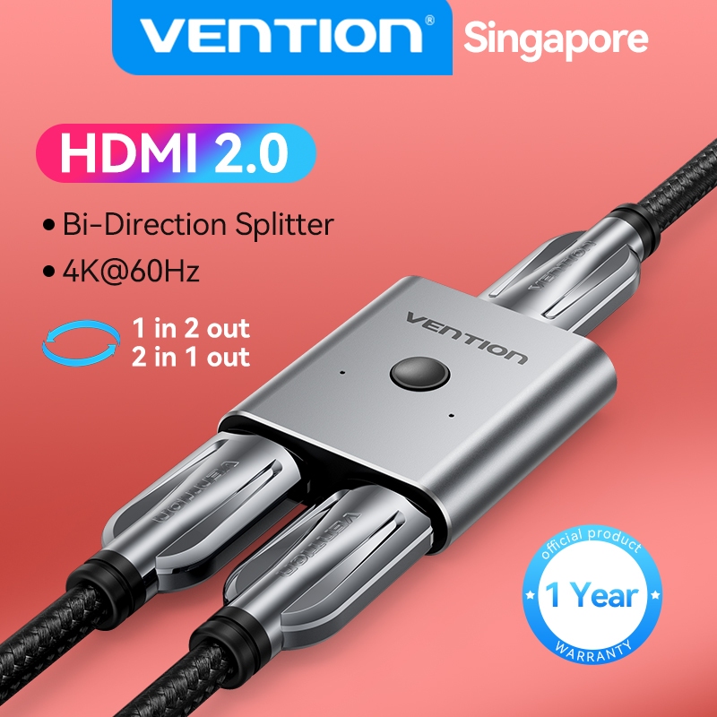 Vention HDMI Splitter 4K 60Hz Bi-Direction HDR HDMI 2.0 Switcher 1in ...