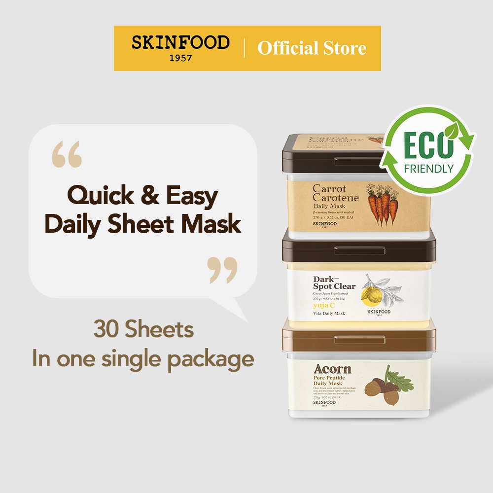 [SKINFOOD Official] Daily Sheet Mask 30ea / Carrot, Acorn, Yuja C ...