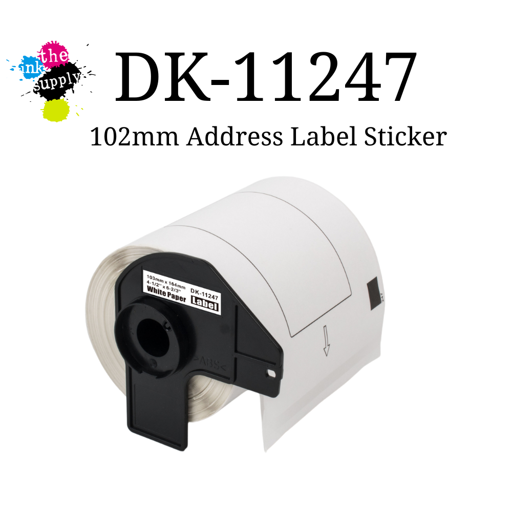 DK-11247 102mm Compatible Brother Thermal Label Sticker Paper (Black on ...