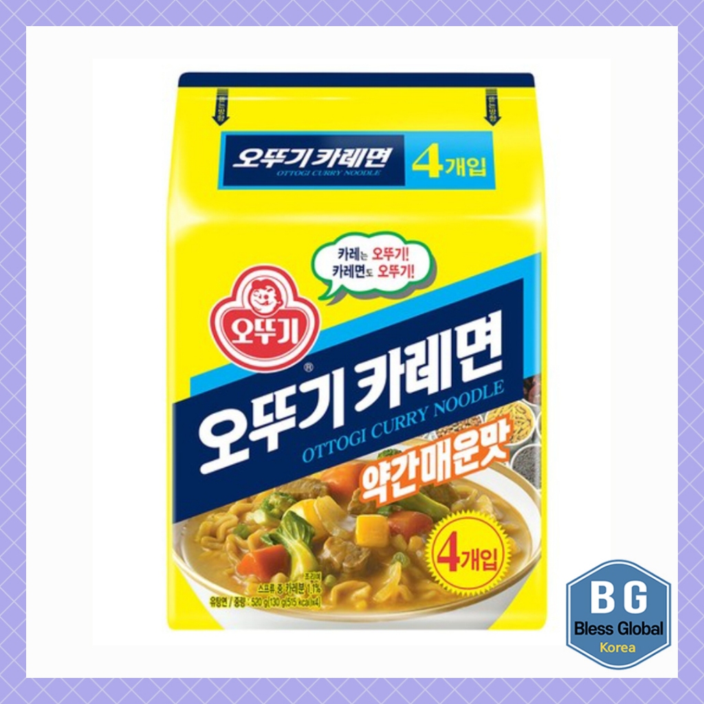 Ottogi Curry Ramen 130g x 4 packs / Slightly Spicy Instant Noodles ...