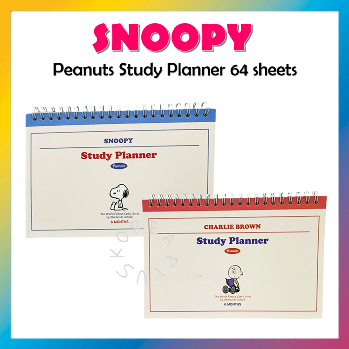[SNOOPY] Snoopy Peanuts Study Planner 64 sheets (128 pages) (Red, Blue ...