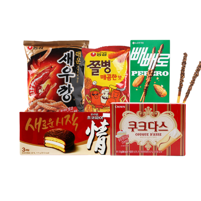 K-FOOD - 5 Types of Korean Snack Bundles [ Jjolbyung Snack, Pepero ...