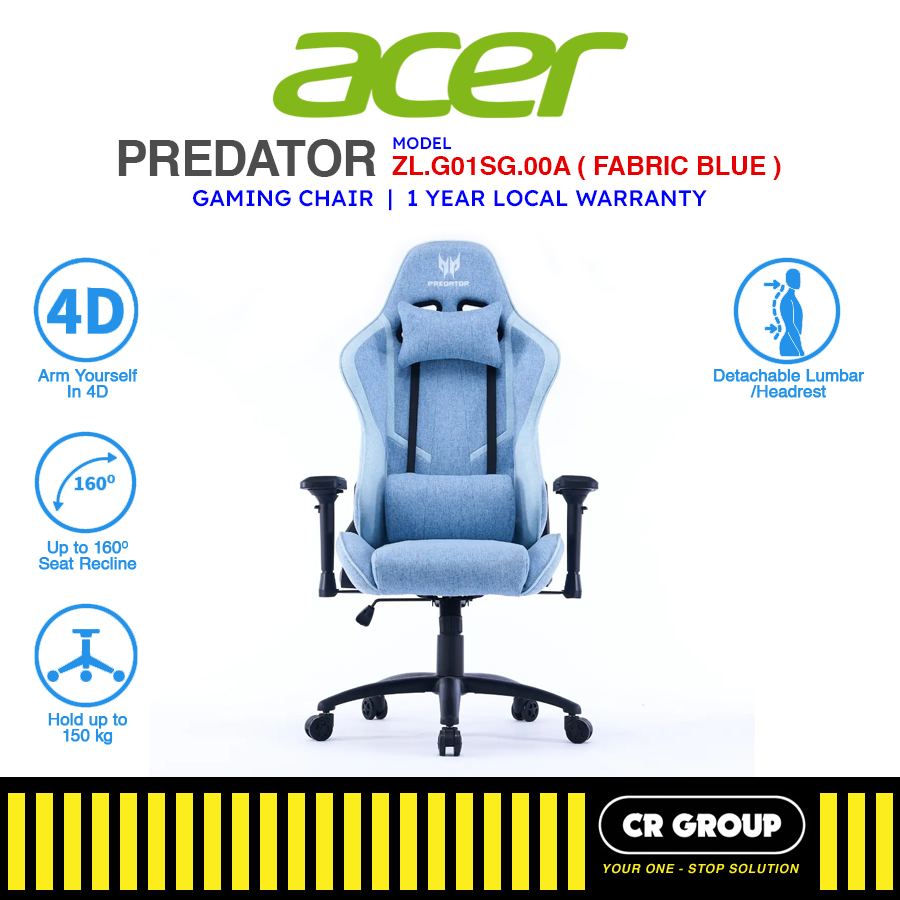 Acer Predator Gaming Chair (Fabric Blue) - 4D Arms & Tilt Mechanism ...