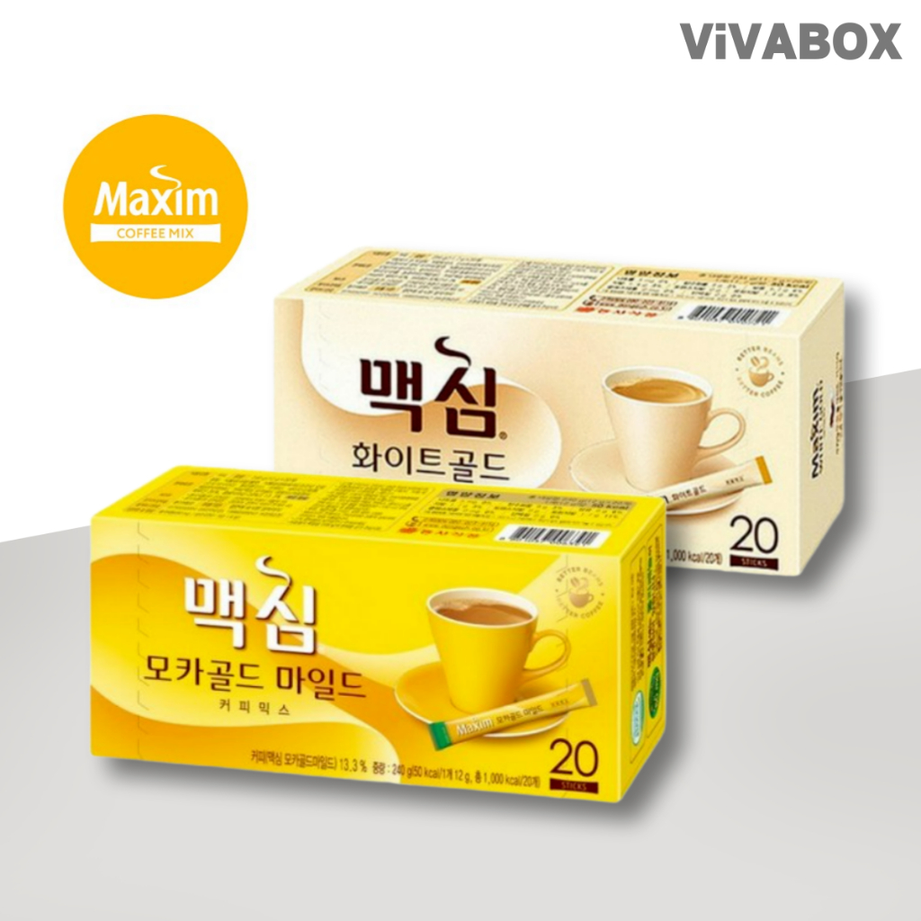 Maxim White Gold & Mocha Gold Coffee Mix | 12g x 20 Sticks | Korea’s No ...
