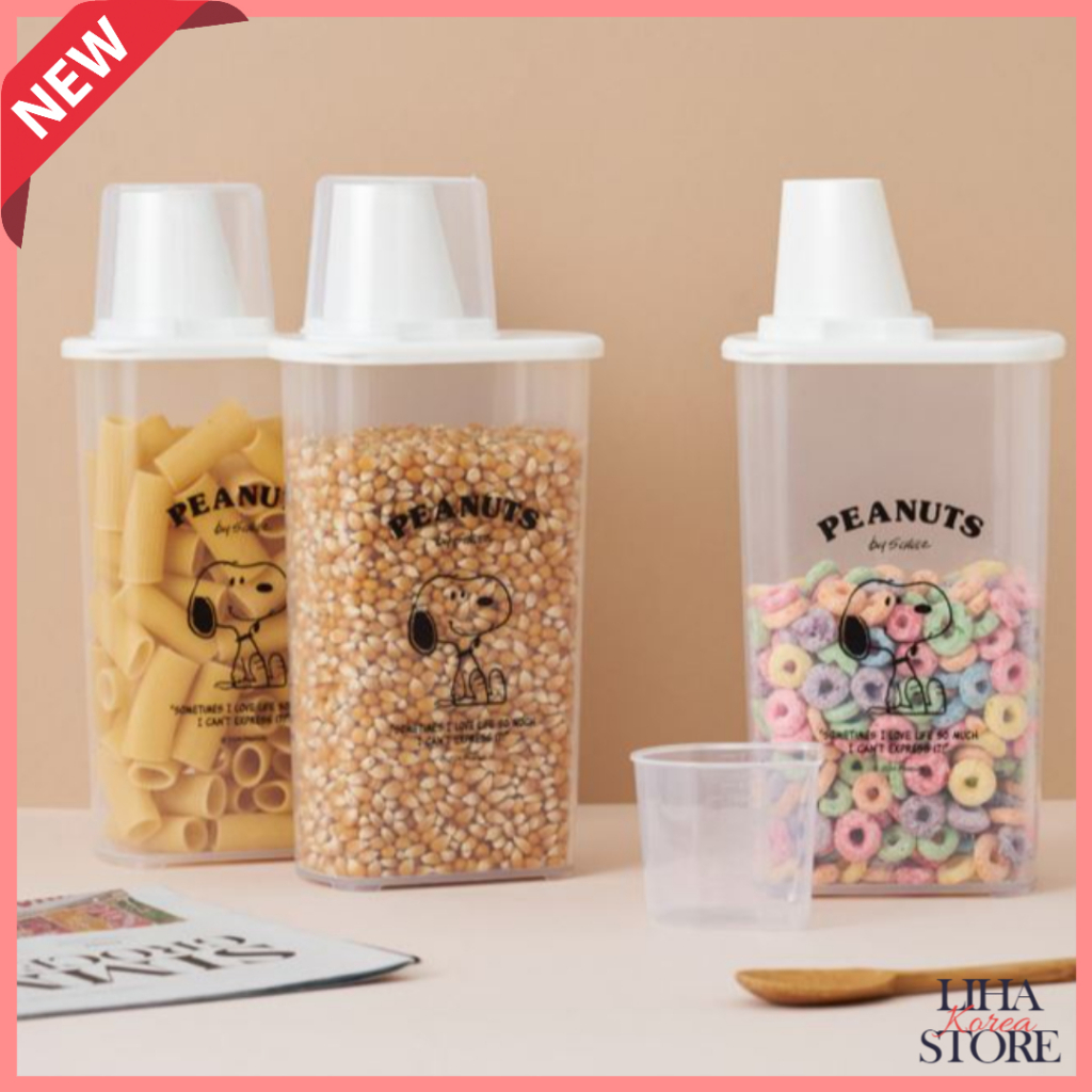 PEANUTS Snoopy Serial Storage Box BRA-Free Cereal Container | Shopee ...