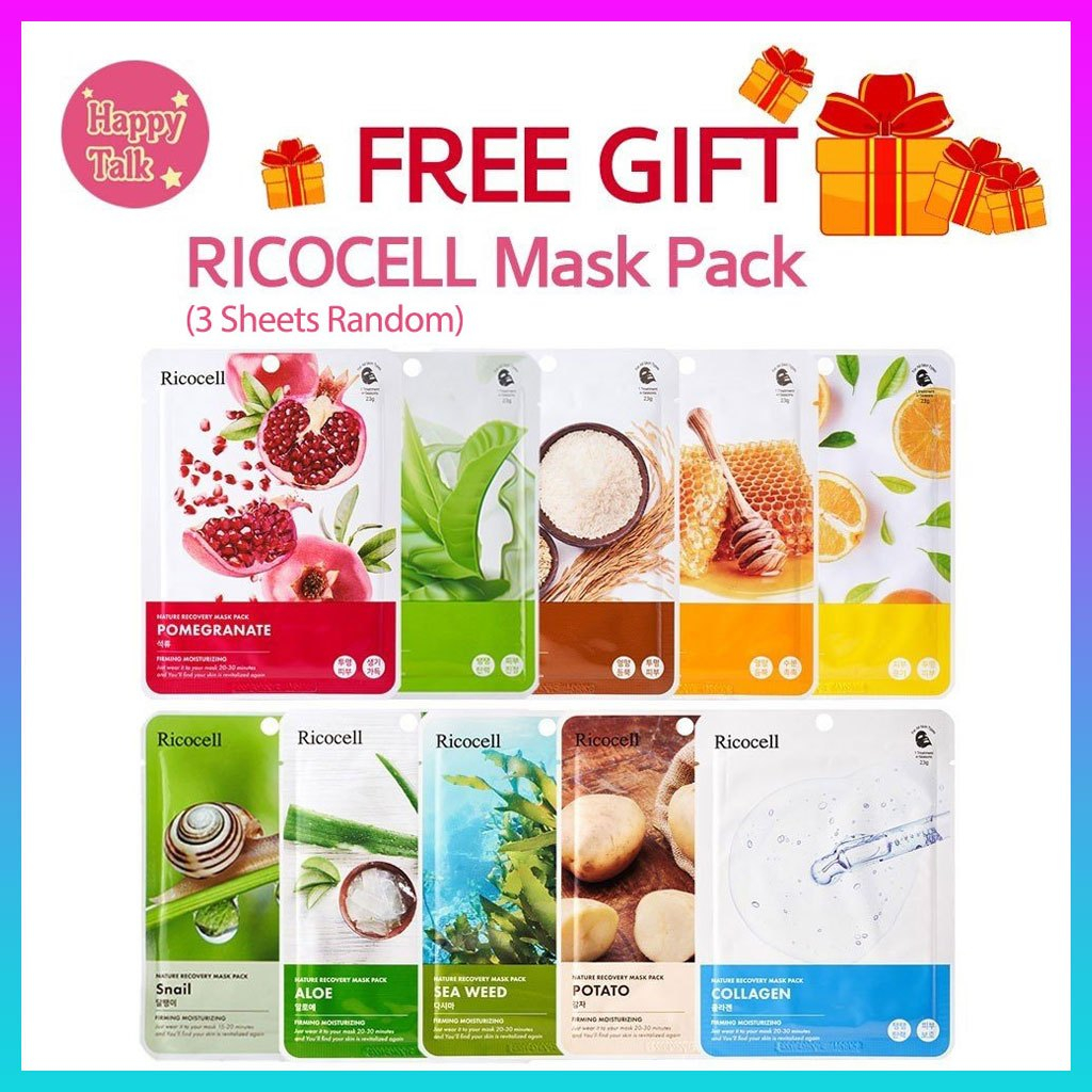 3Sheets [GIFT NOT FOR SALE] Ricocell - Nature Recovery Mask Pack 23g x ...