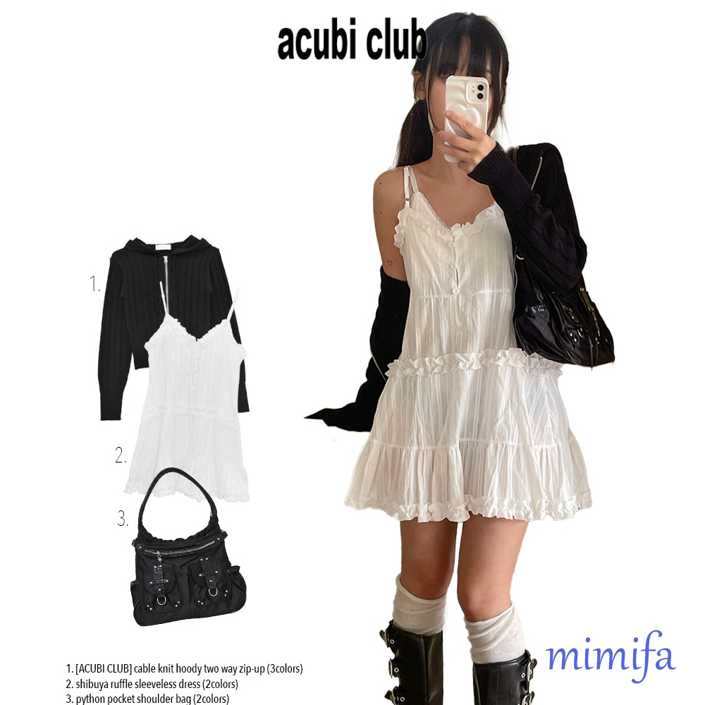 ACUBI CLUB shibuya ruffle sleeveless dress (2colors) | Shopee Philippines