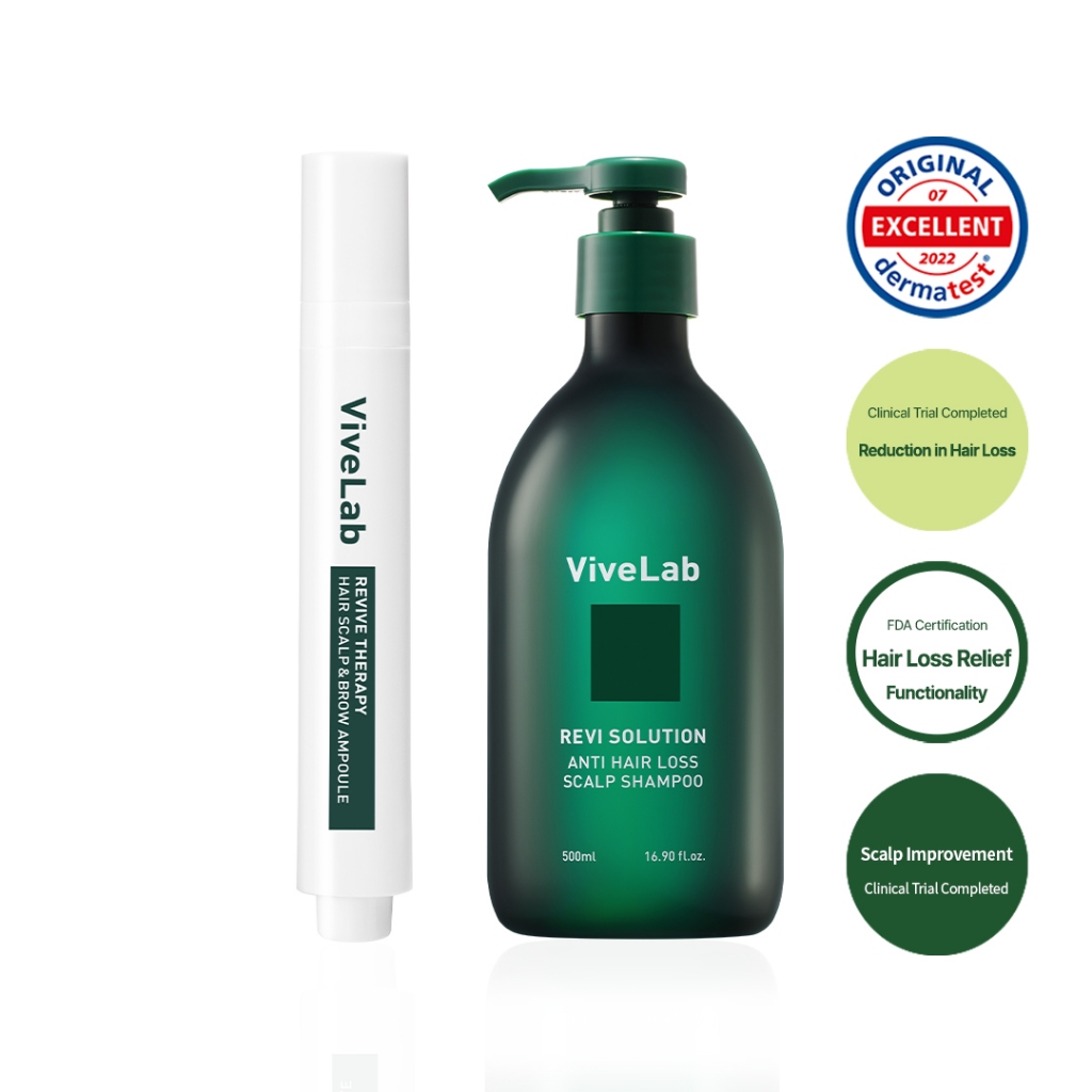 Vivelab Revive Therapy Hair Scalp and Brow Ampoule 15ml + Revi Solution Anti Hair Loss Scalp ...