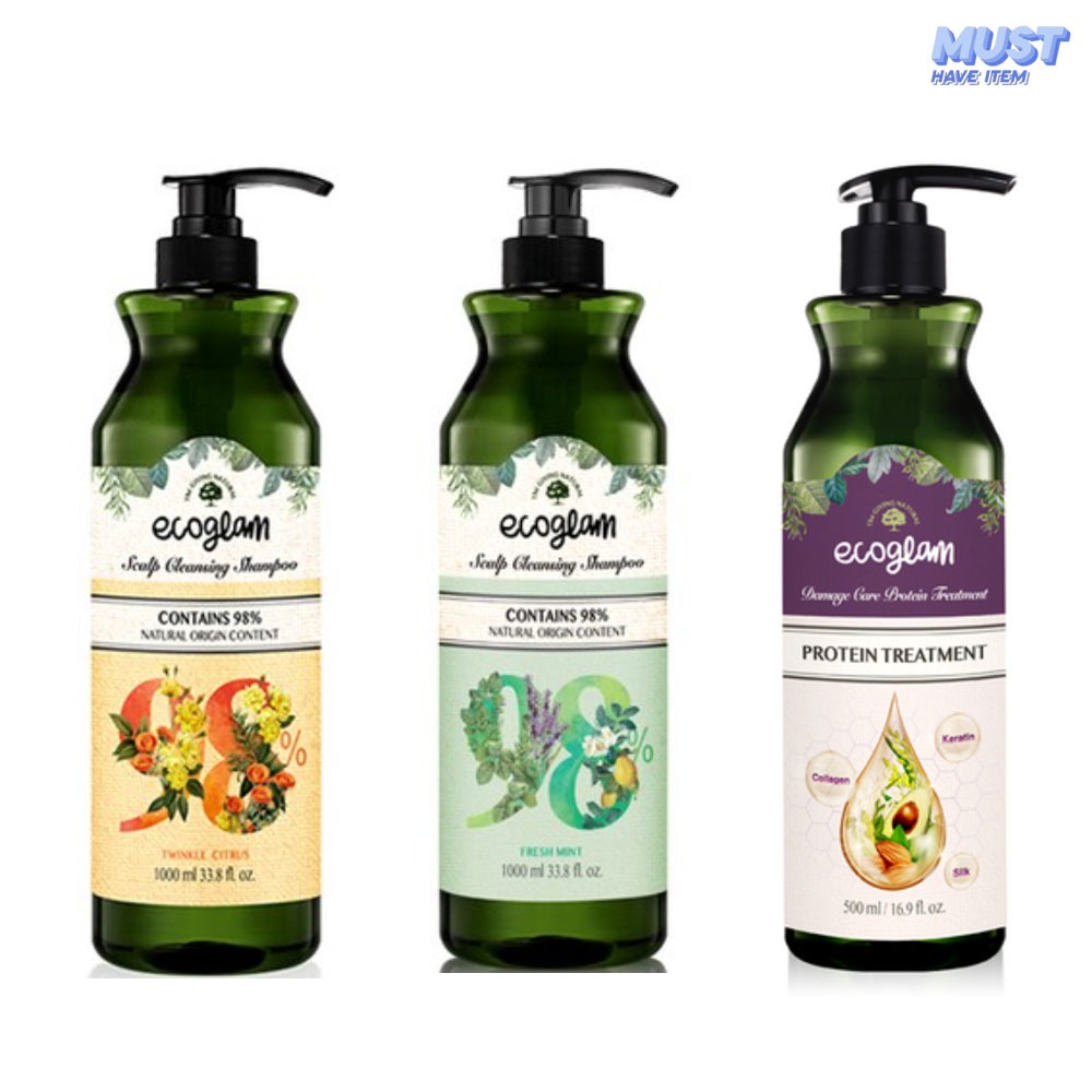 EcoGlam Scalp Cleansing Shampoo Fresh Mint 1L, Twinkle Citrus 1L ...