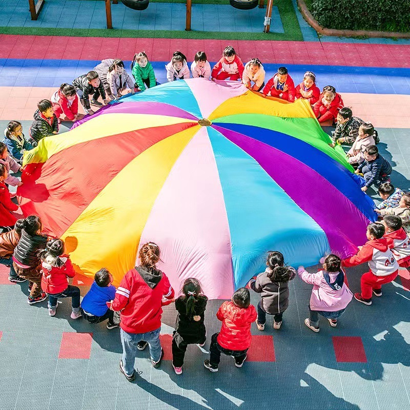 2M Diameter Outdoor Rainbow Umbrella Parachute Toy Jump-Sack Ballute ...