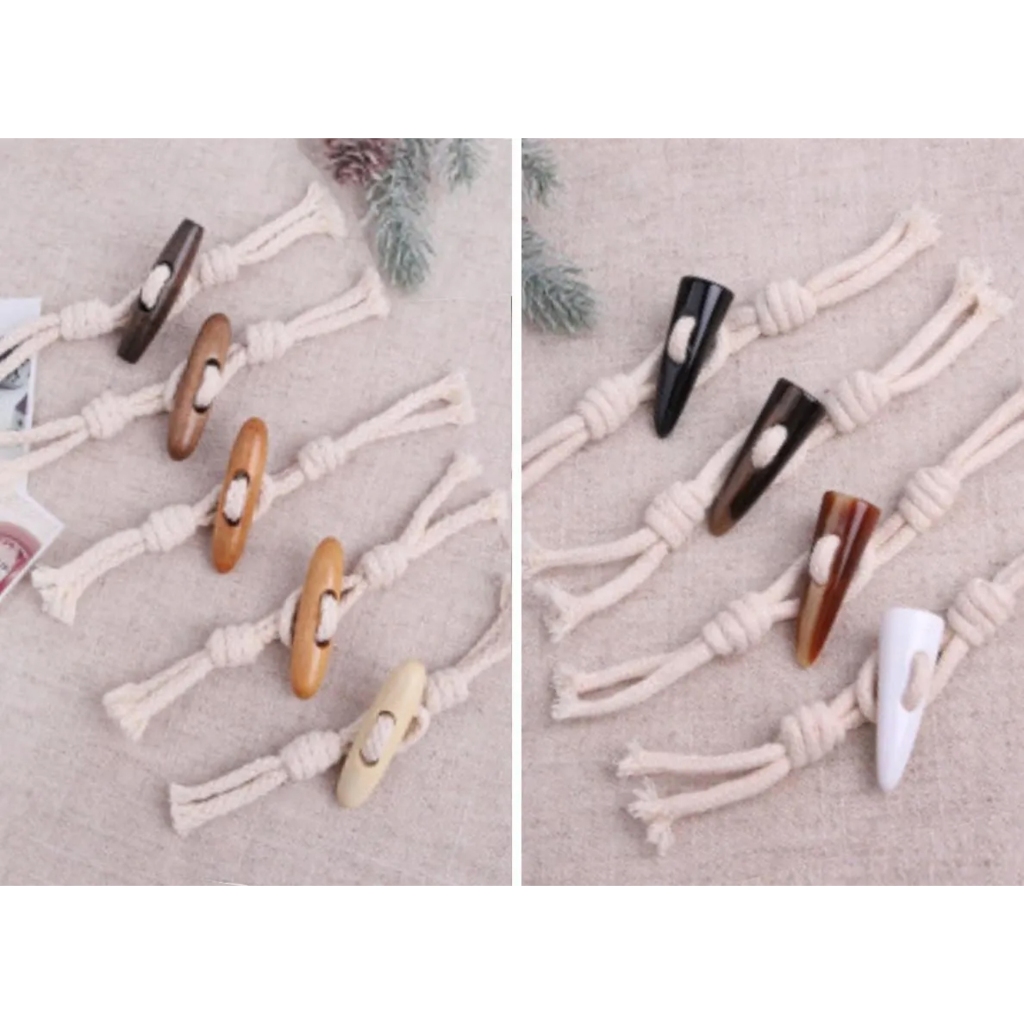 SET OF 2 Toggle Closures, Duffle Coat Fasteners, Jacket Horn Buttons 9 ...