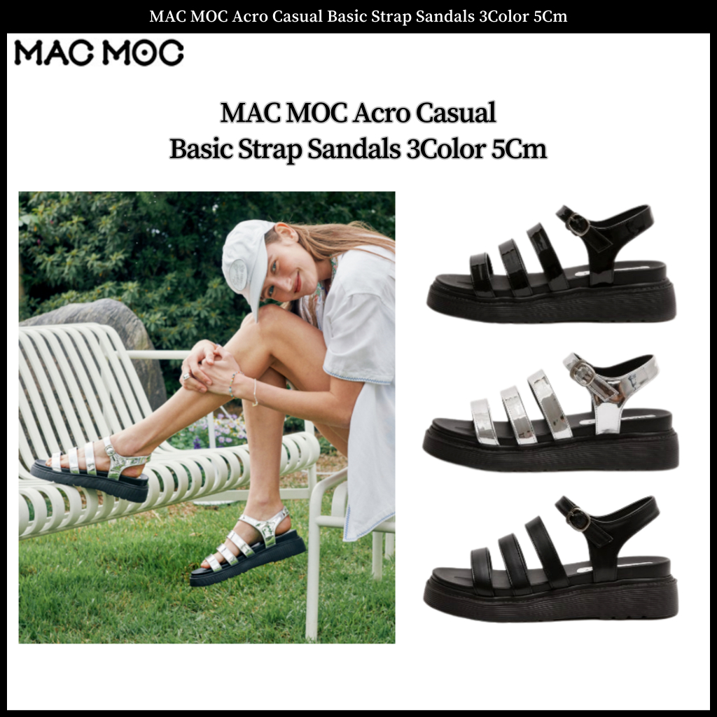 MAC MOC Acro Casual Basic Strap Sandals 3Color 5Cm | Shopee Philippines