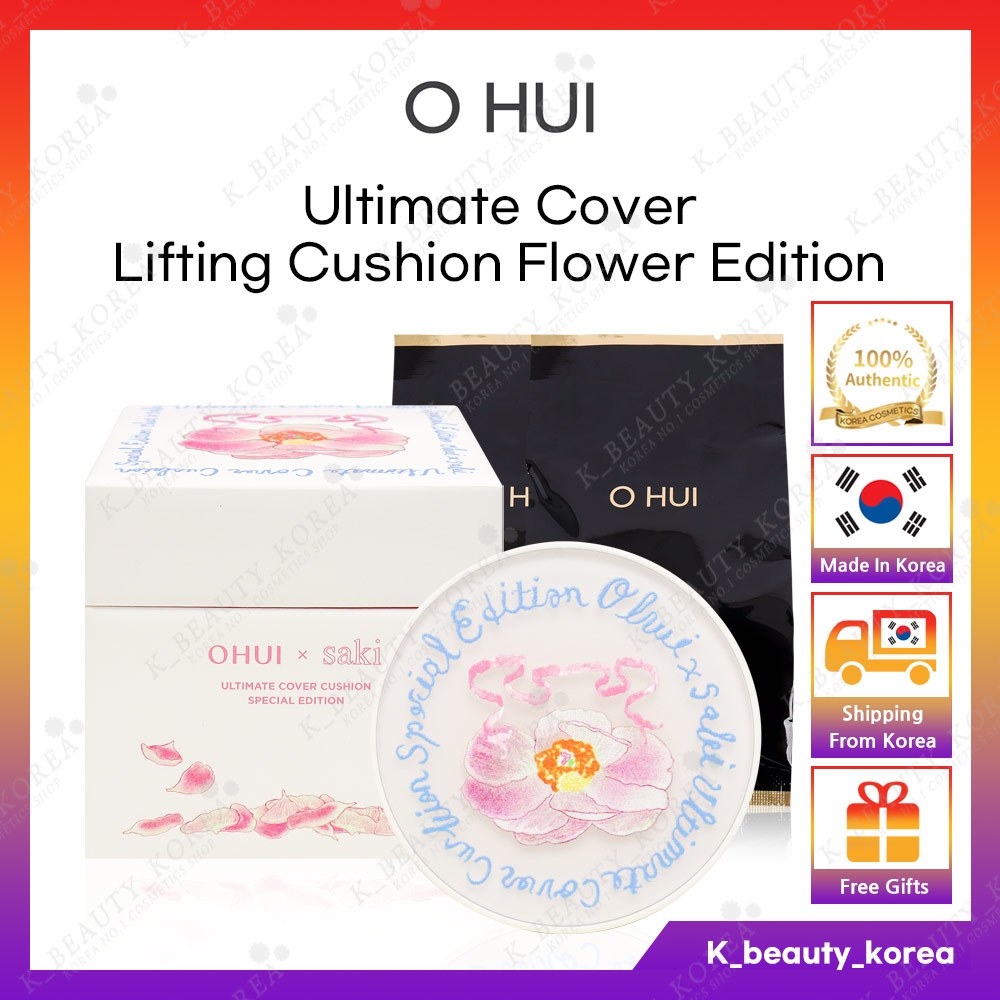 [O HUI] Ultimate Cover Lifting Cushion "01 Milk Beige" Special Set (SPF50+/PA+++) / Makeup Base ...