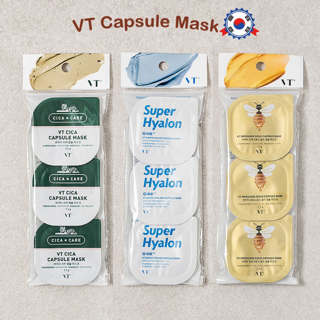 [DAISO Korea] VT COSMETIC Capsule Mask 7.5g 3EA / CICA, Super Hyalon ...