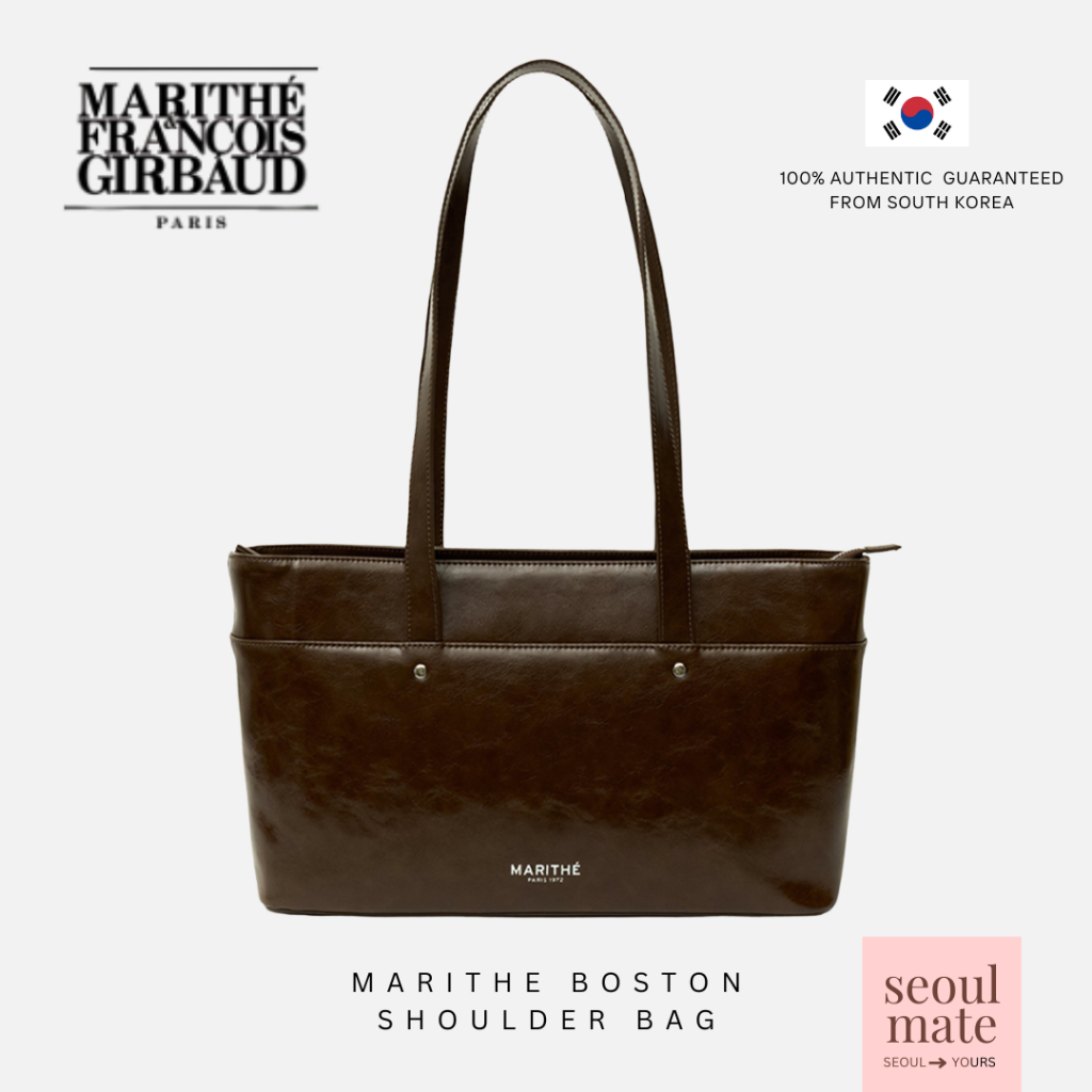 MARITHE REGULAR LOGO BOSTON SHOULDER BAG brown | Shopee Philippines