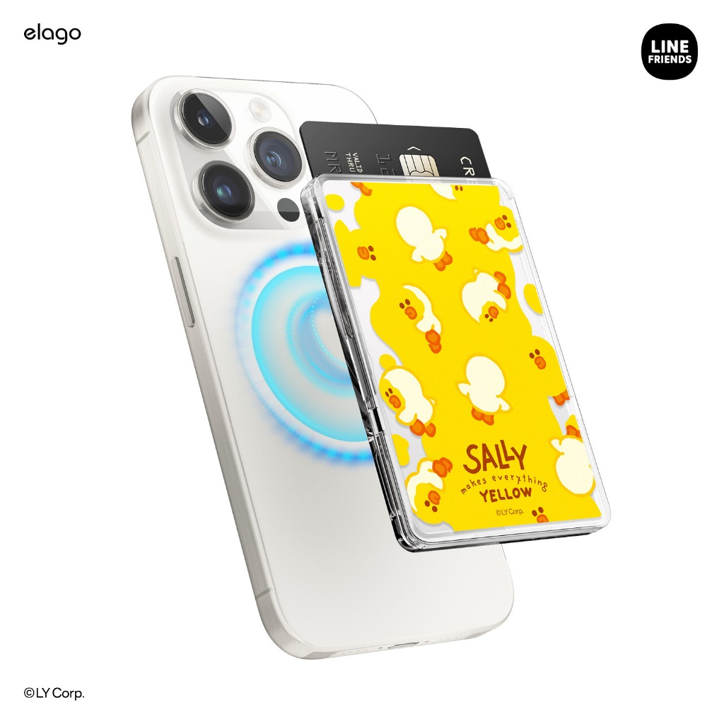 Elago l LINE FRIENDS Merchandise Yellow Sally Magnetic Wallet Card ...