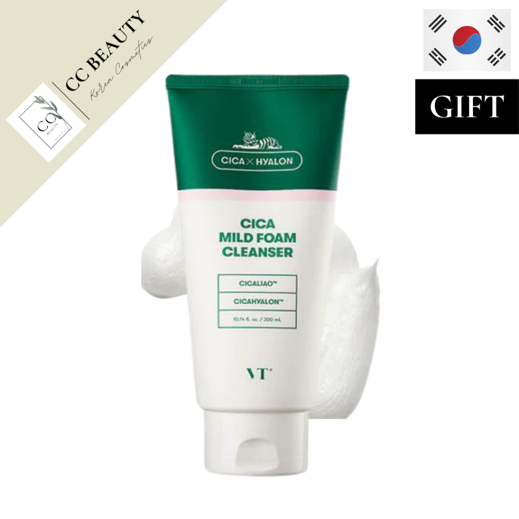 VT Cosmetics CICA Mild Foam Cleanser 300ml - Gentle, Soothing, and Hydrating Daily Facial ...