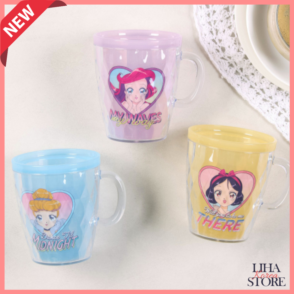 Korea Disney Princess Handle Cup 300ml Snow White Cinderella The Little ...