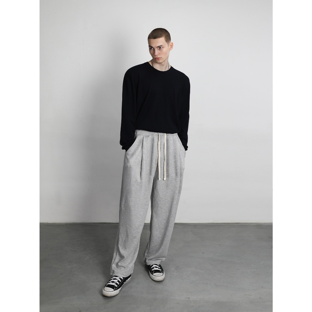 [1PL19] RVD Three-Tuck Wide Sweat pants (Gray) | Shopee Philippines