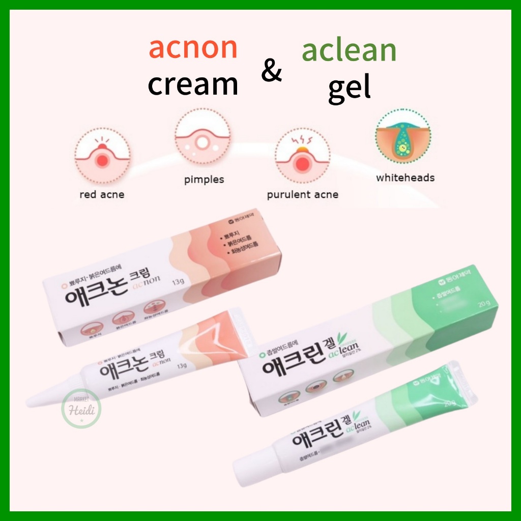 KOREA 🇰🇷 ACNON Cream 13g & ACLEAN Gel 20g Acne Treatment for Red Acne ...