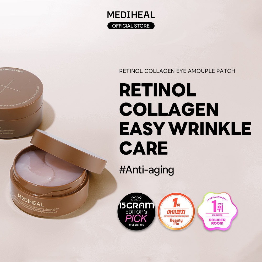 MEDIHEAL OFFICIAL Retinol Collagen Anti-Aging Care Eye Ampoule Patch ...
