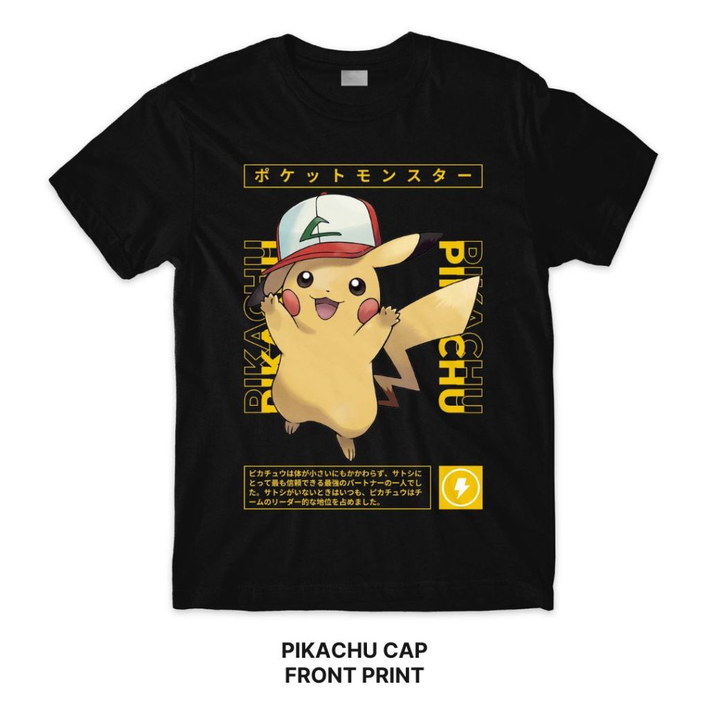 Pikachu Cap Pokémon Series T-Shirt Kanto Center Custom Print Tee Shirt ...