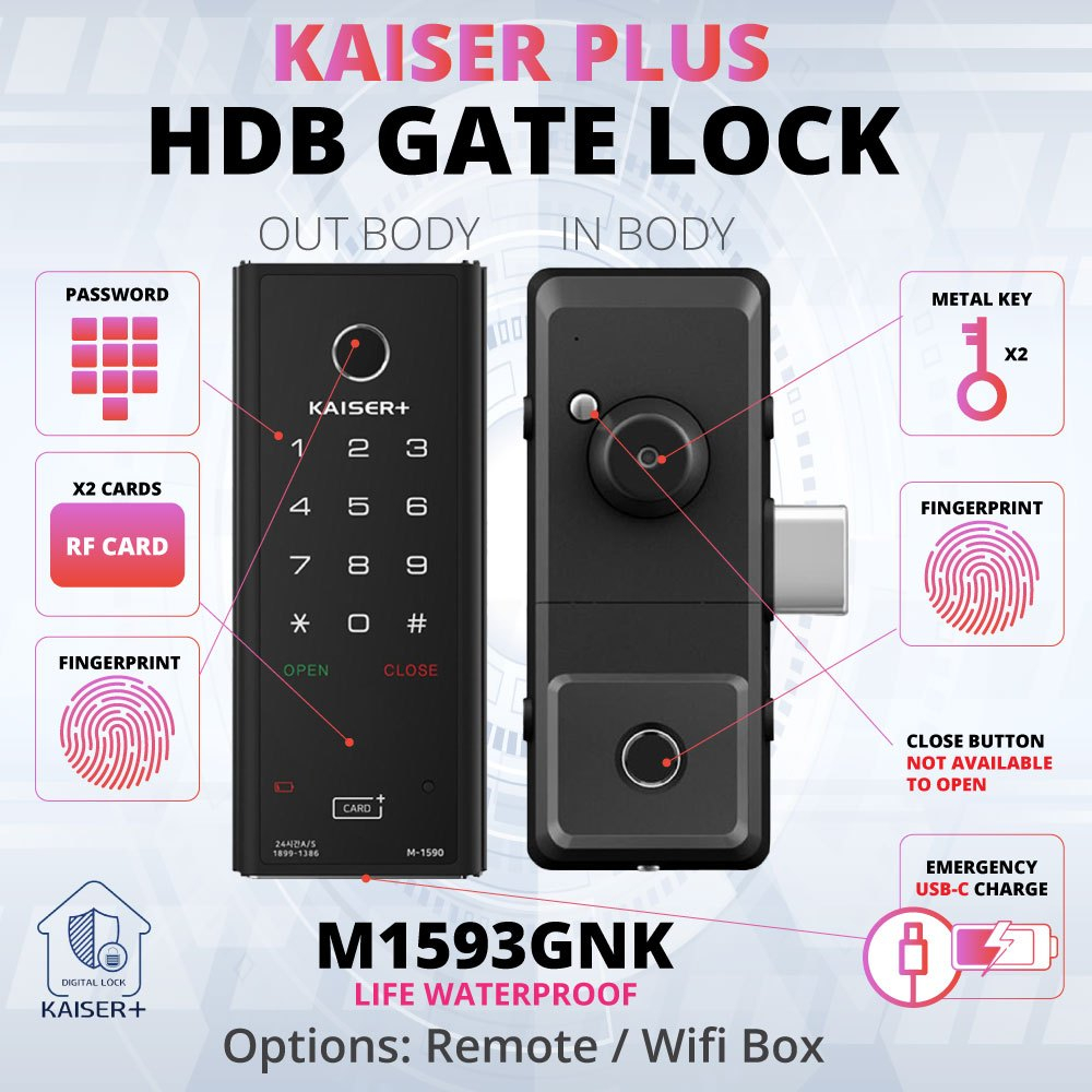 Digital Door Lock Grill Gate Lock Grill Lock Dual Fingerprint KAISER ...