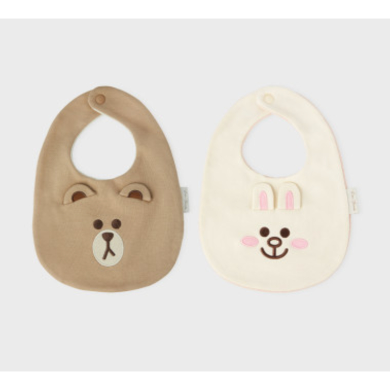 Line Friends - Brown & Cony Infant Baby bib 2pcs set / gift present ...