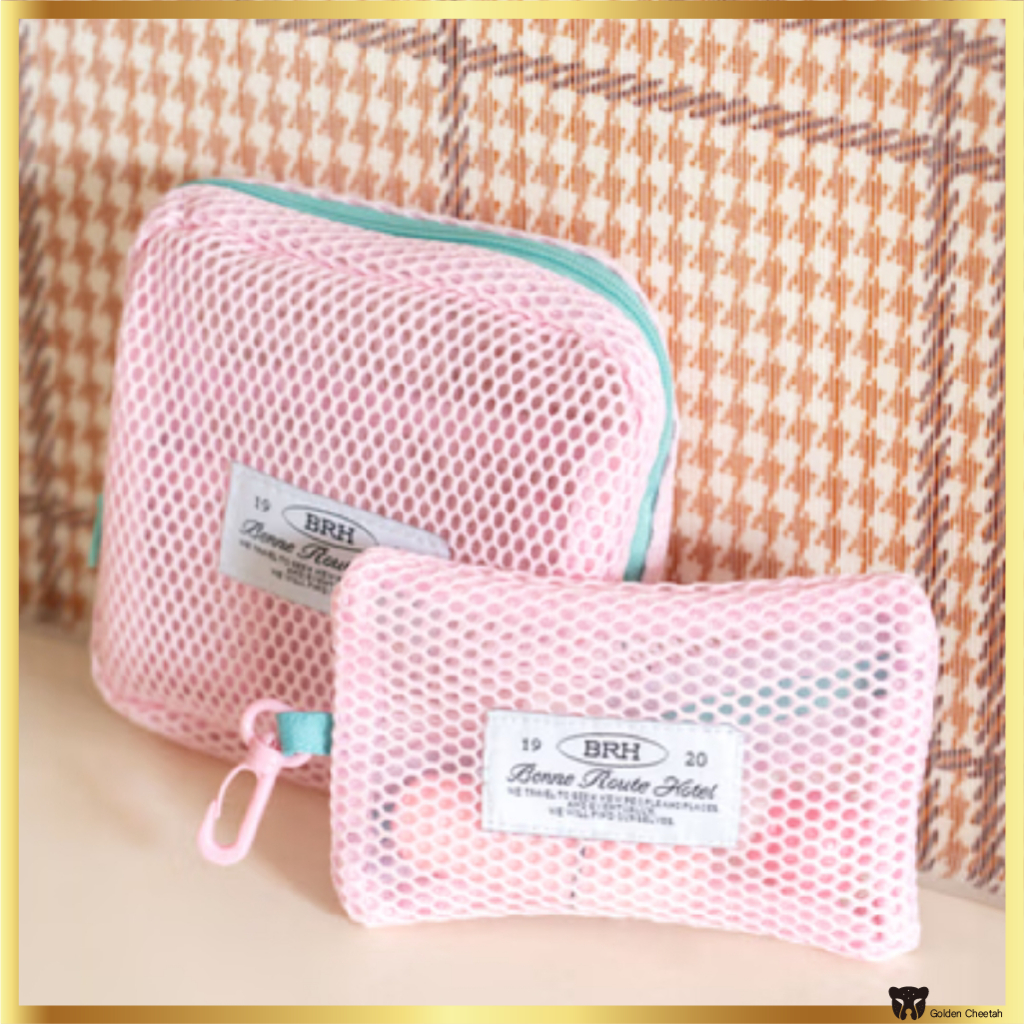 Daiso Korea Travel Mesh Square Pouch - Pink | Shopee Philippines