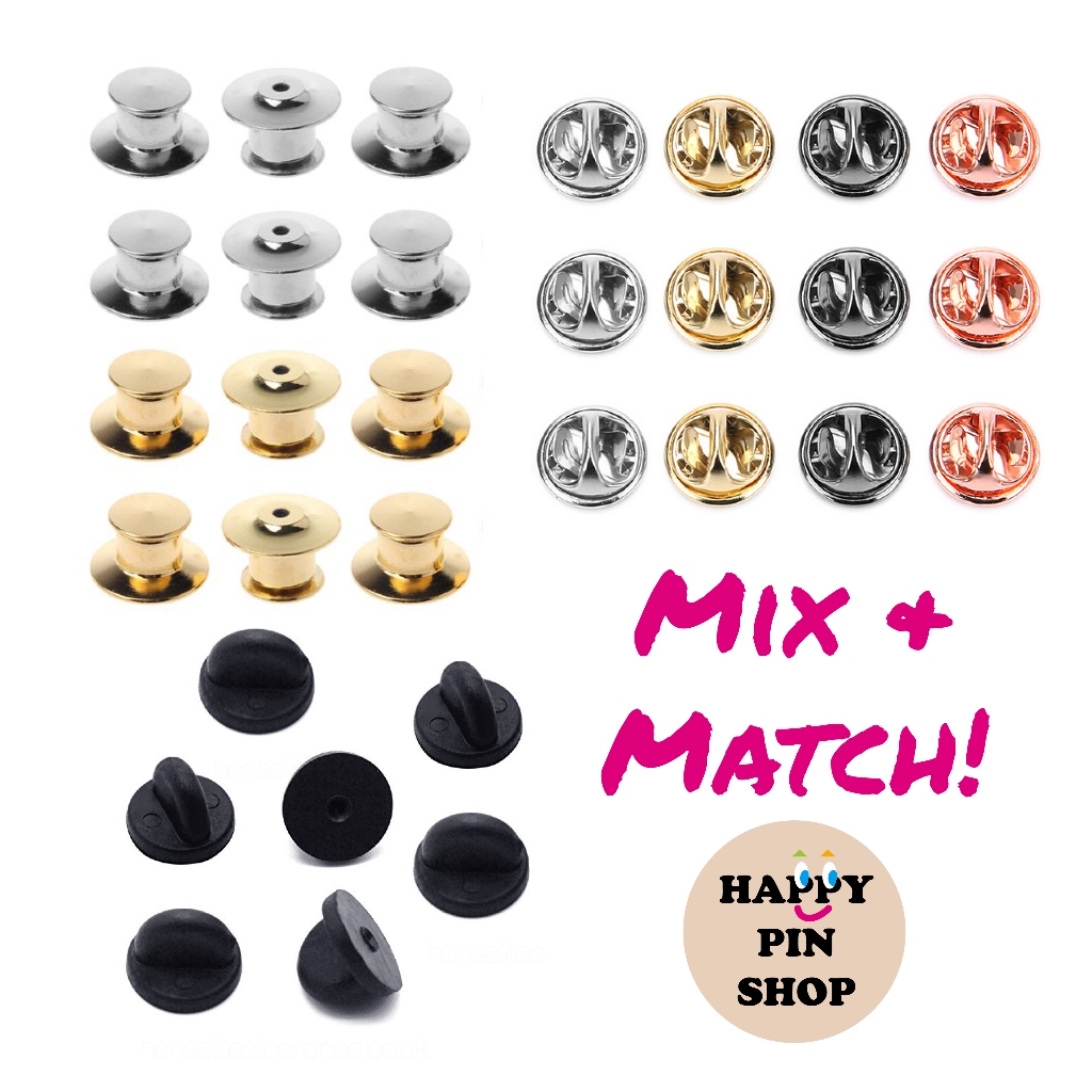 Mix ANY Metal Butterfly Clutch for Enamel Pin, Rubber Clutch, Locking ...