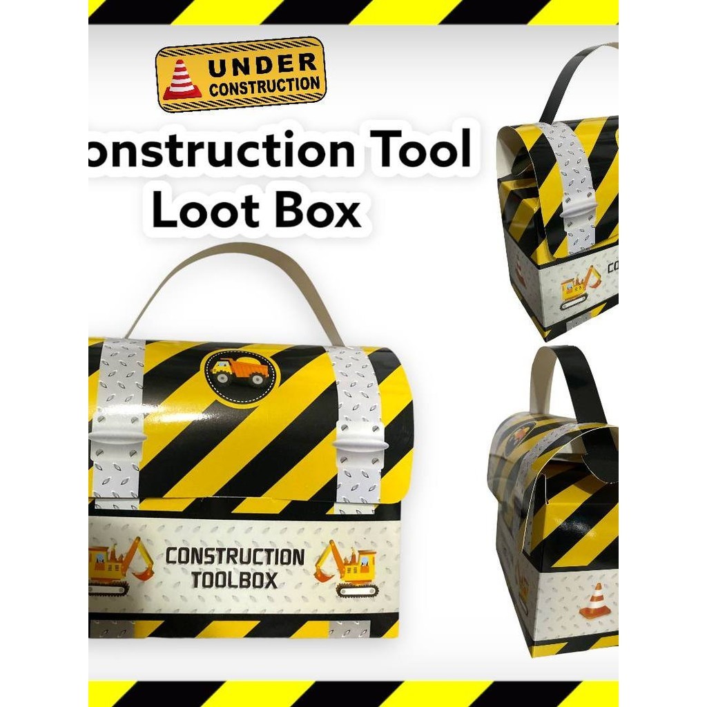 12pcs construction theme party lootbox lootbags loot box souvenir shop candybags | Shopee ...