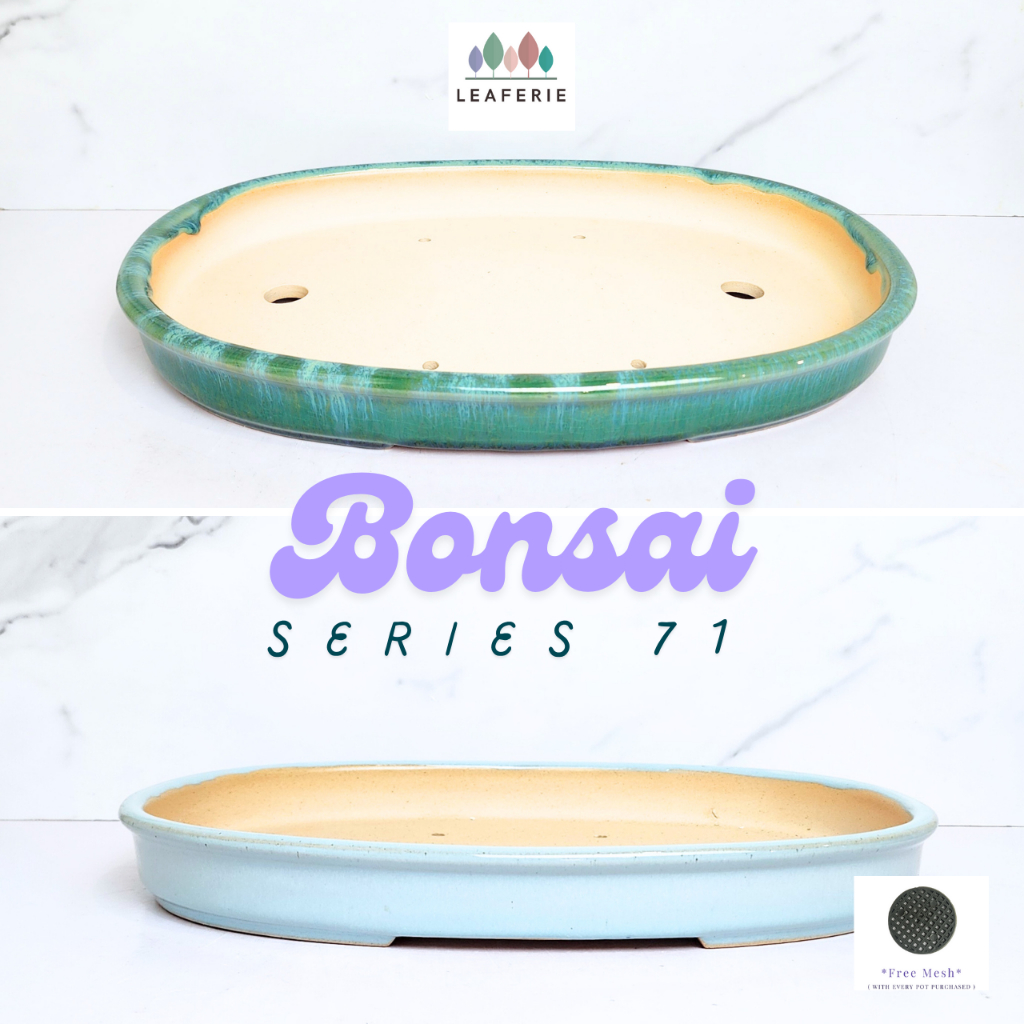 The Leaferie Bonsai plant pots (Series 71) Oval Ceramic flowerpot ...