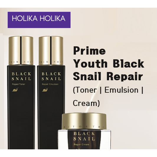[Holika Holika] Prime Youth Black Snail Repair (Toner | Emulsion ...