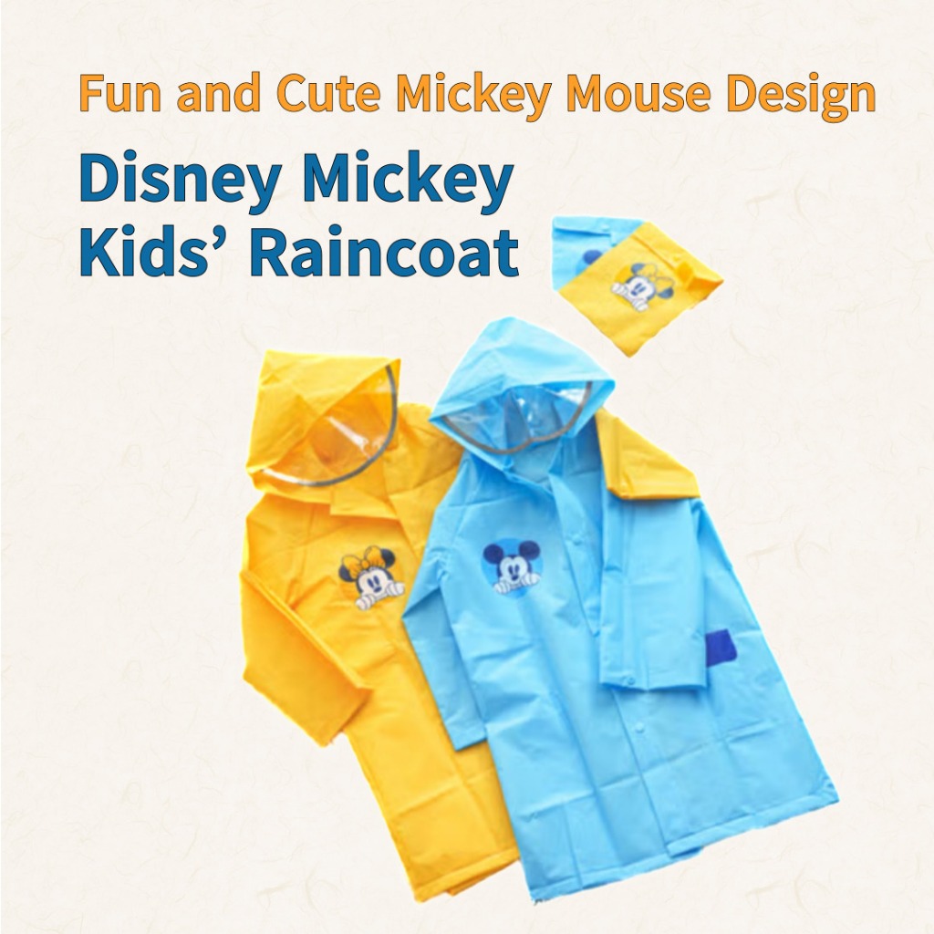 [Daiso Korea] Disney Mickey Kids’ Raincoat/95cm, Yellow & Light Blue ...