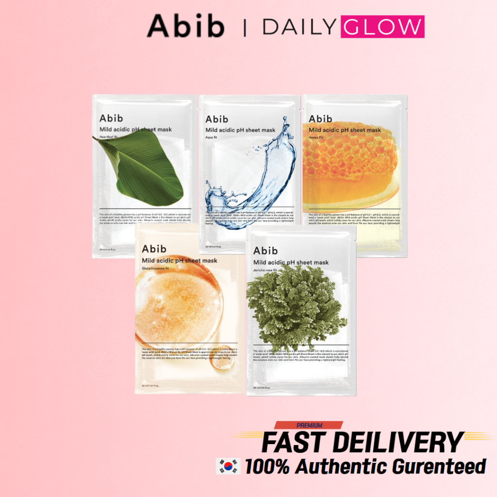 [Abib] Mild Acidic pH Sheet Mask Fit – Heartleaf / Jericho Rose / Aqua / Glutathione / Honey (1 ...
