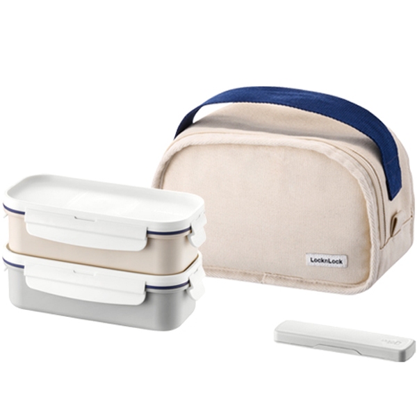 LocknLock Daily Cotton Lunch Box Bag Set Rectangular 2-Tier 3-Tier Food ...