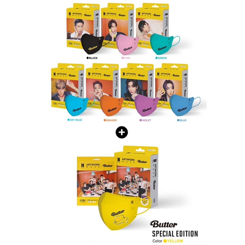 DOBU MASK BTS BTS Official Mask Artwork Butter Edition 8 Colors 56 Pieces / Korean Mask / BTS ...