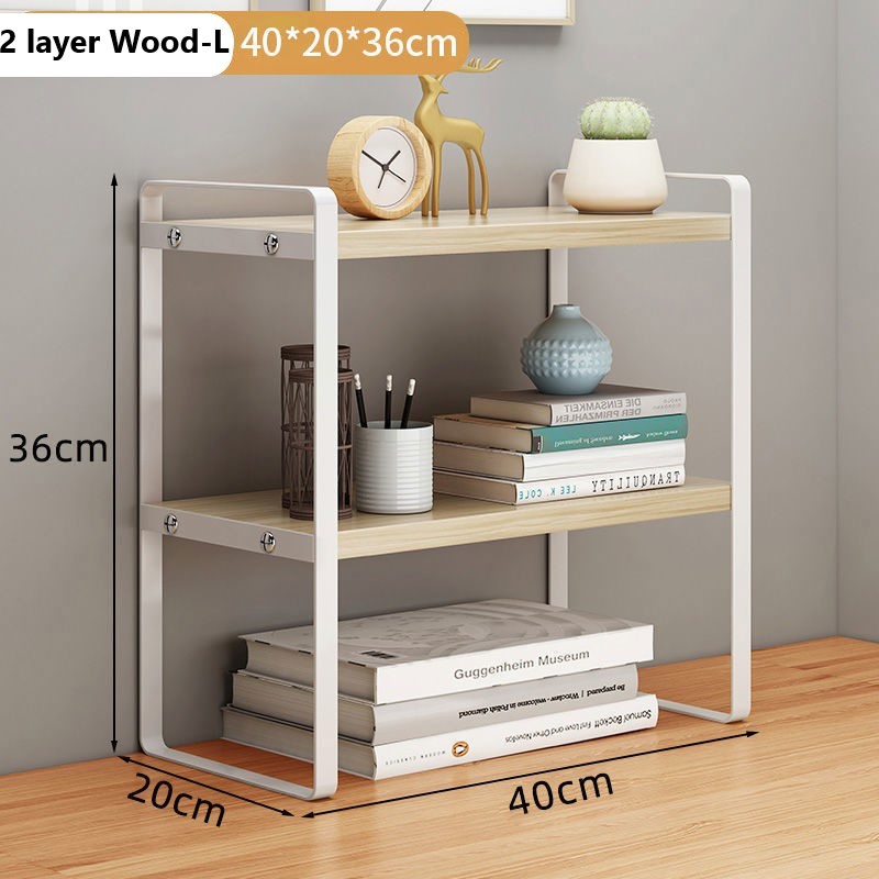 Desk Rack Desktop Bookshelf Metal frame with Wood Desk Organizer 1/2 ...