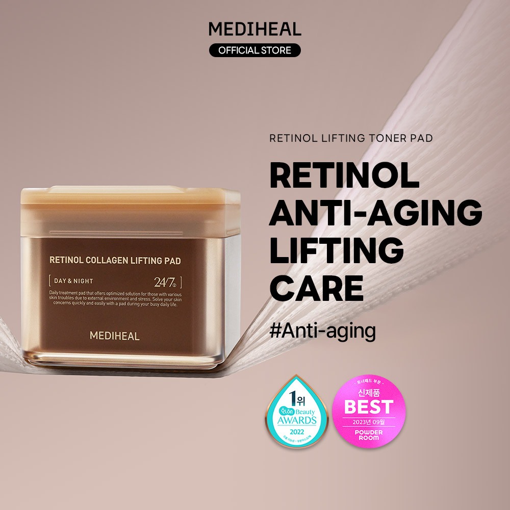 MEDIHEAL OFFICIAL Retinol Collagen Lifting Toner Pad (100ea) Pure ...