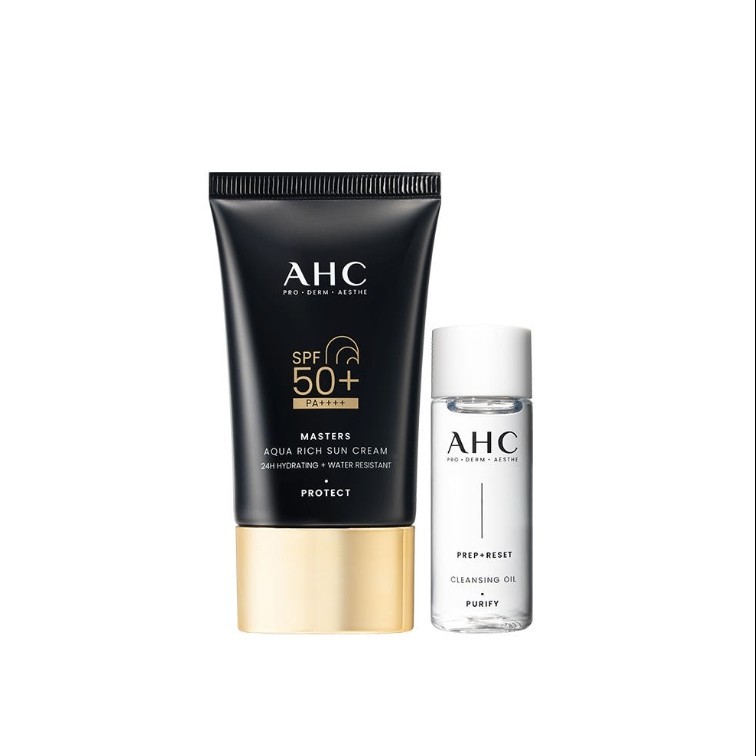 AHC Masters Aqua Rich Black Sun Cream 50ml (SPF50+/PA++++) + Prep Reset ...