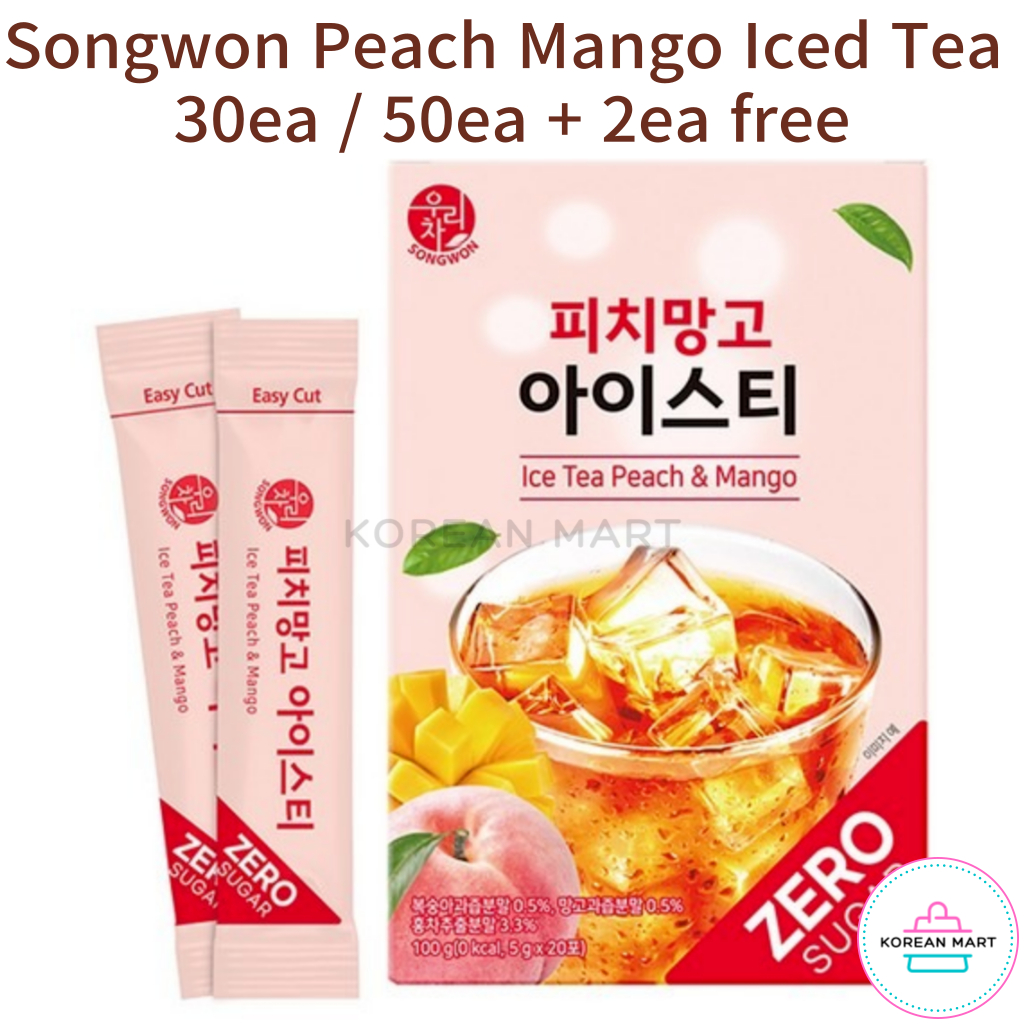 Songwon Peach Mango Iced Tea 30ea, 50ea / Zero Sugar Iced Tea Powder ...