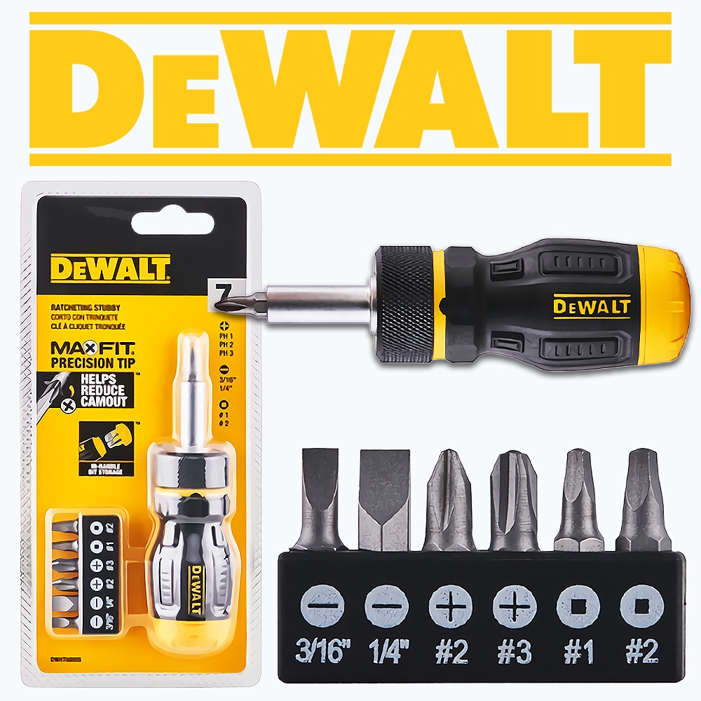 [DEWALT] Max Fit Stubby Ratcheting Multi-Bit Screwdriver Set, 7pc ...