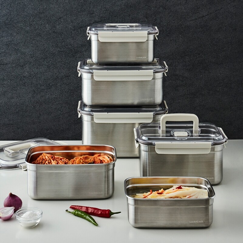 LocknLock Rectangular 7.6L 6.3L 5.3L NEW Breathing Stainless Steel ...