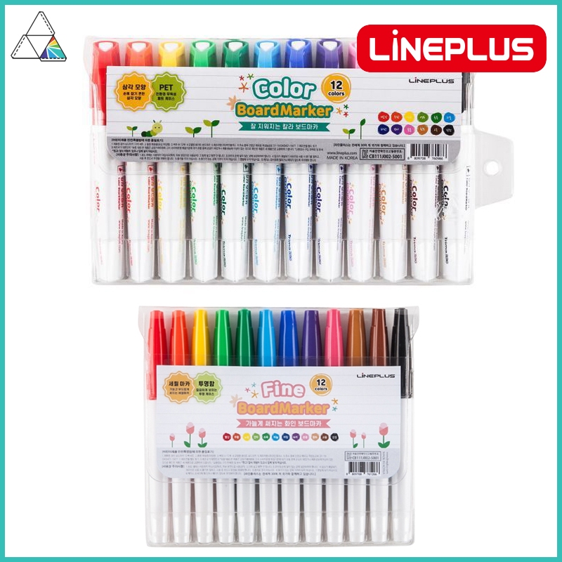 LINEPLUS 12 Vibrant Colors Whiteboard Markers (Jumbo/Fine) Non-Toxic (Made in Korea) | Shopee ...