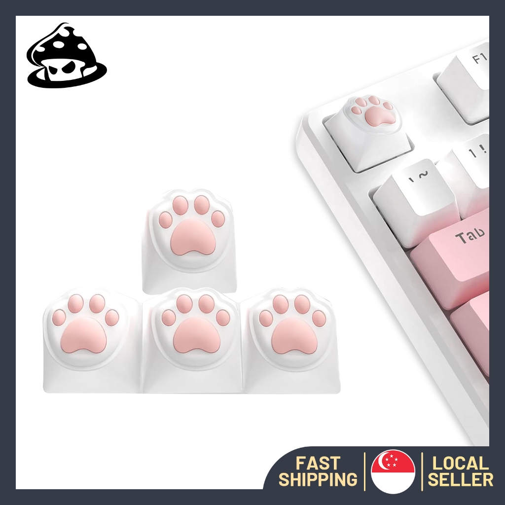 Cat Claw Keycap Cute Pink Cross Shaft Cat Paw Key Cap Silicone ...