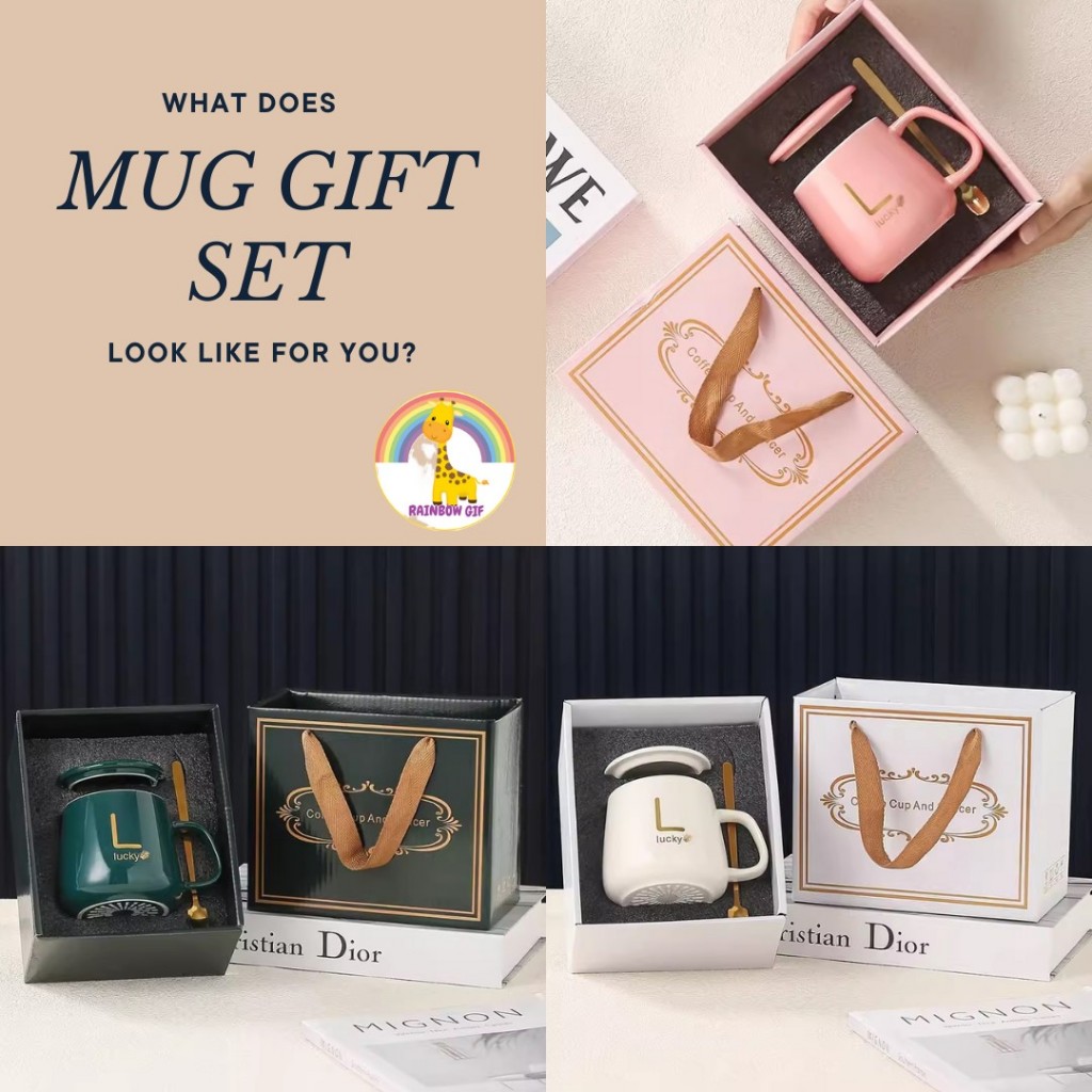 (NEW ITEM)Mug Set with Cover Spoon Office Christmas Birthday Present ...