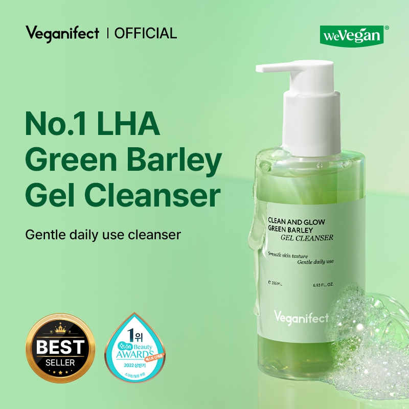 [Veganifect] LHA Green Barley Gel Cleanser 205ml / Smooth Skin Texture / Hydration with Beta ...