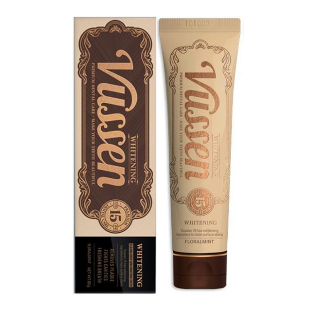 VUSSEN 15 Whitening Premium Toothpaste 80g/pack Floral Mint for Yellow Teeth Coffee Lover Smoker ...