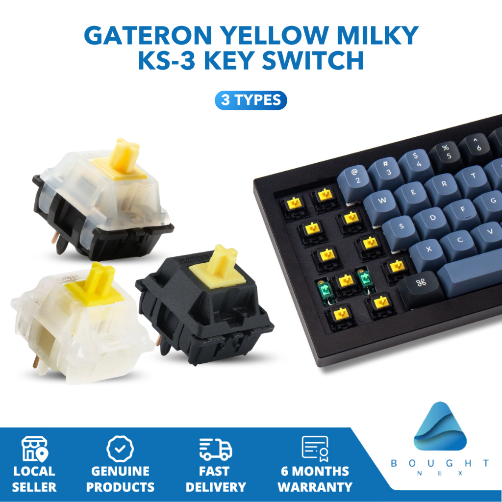 Gateron Yellow Milky KS-3 Key Switch - Mechanical MX Type, Smooth ...