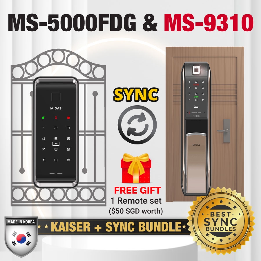 [KAISER+] MS5000FDG+MS9310FSK Bundle Digital Door Lock SYNC Grill Gate ...